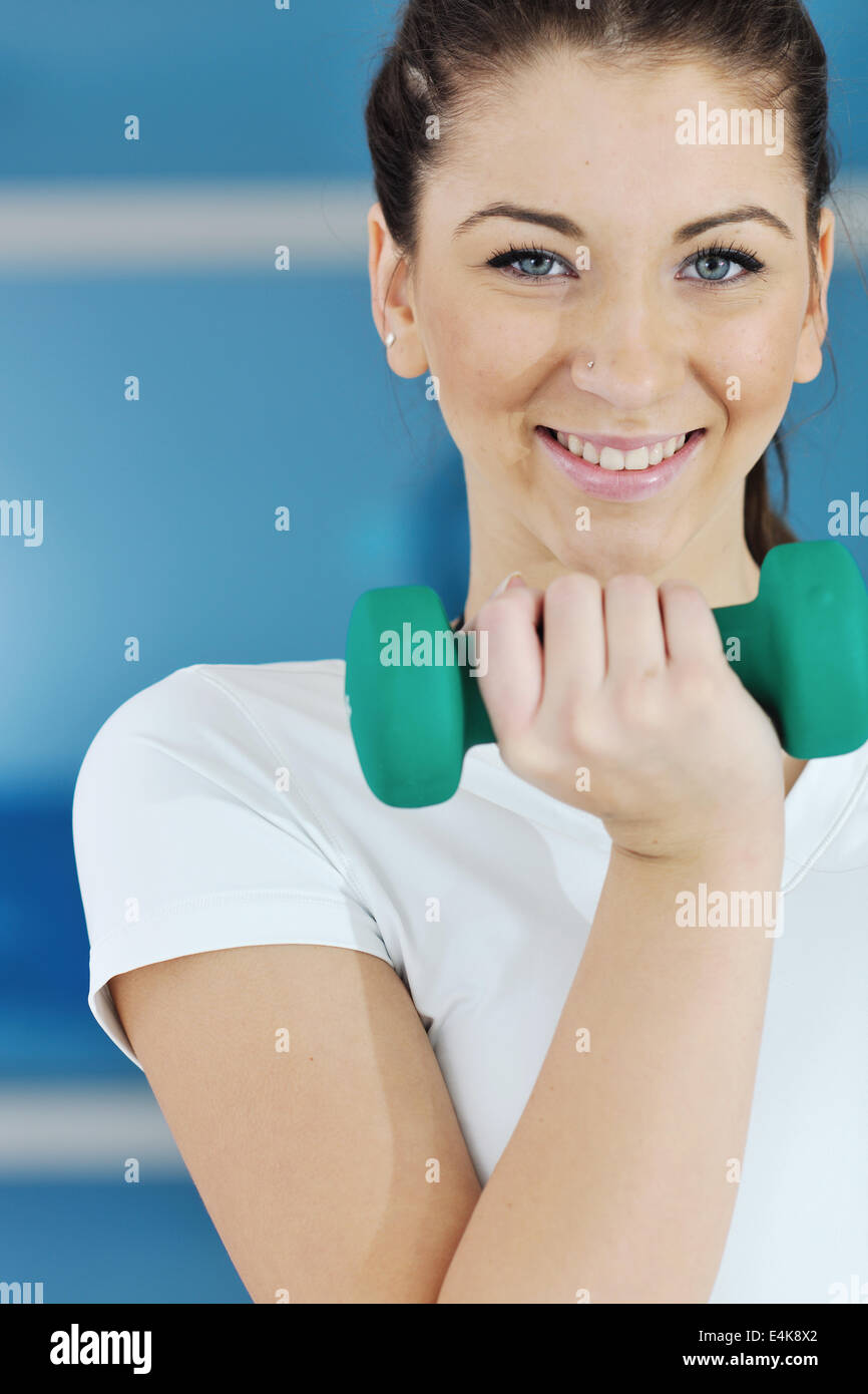 woman fitness workout with weights Stock Photo - Alamy