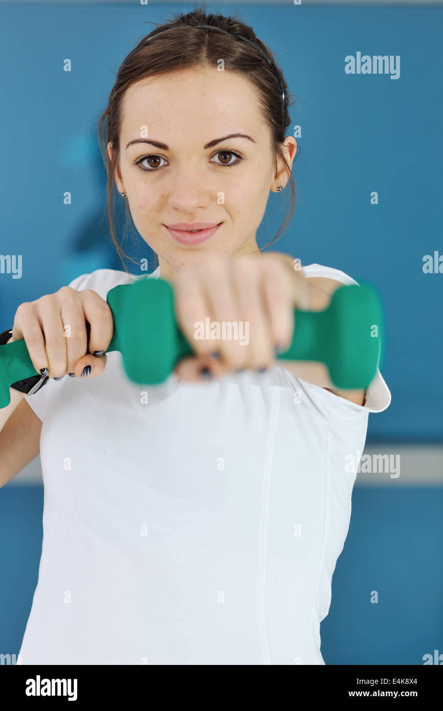 woman fitness workout with weights Stock Photo - Alamy