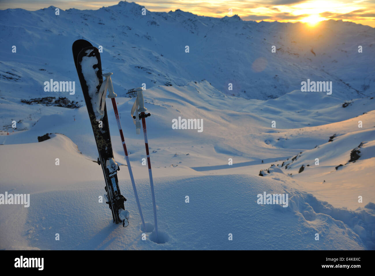mountain snow ski sunset Stock Photo - Alamy