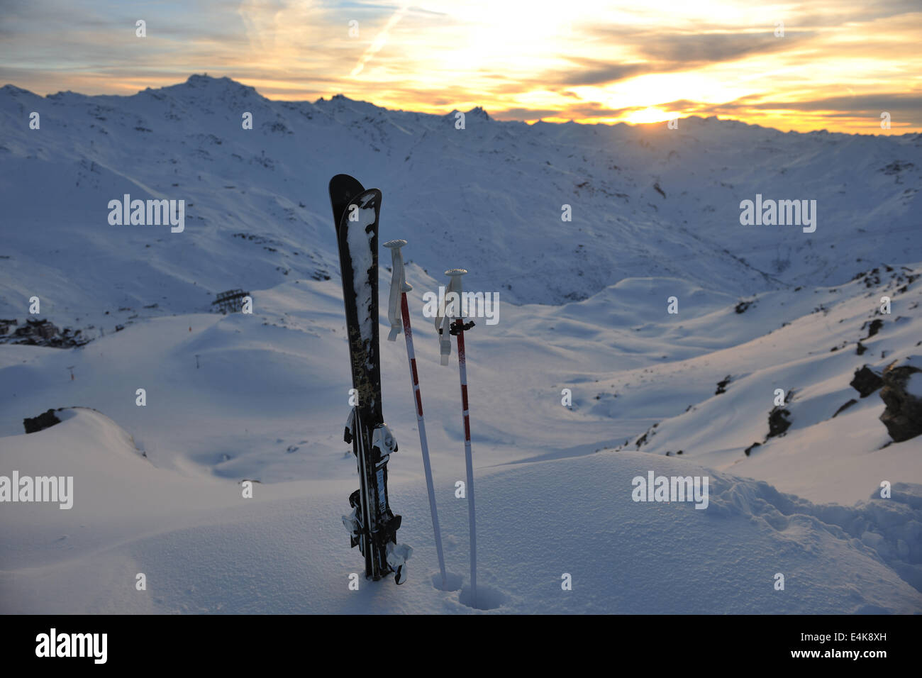 mountain snow ski sunset Stock Photo - Alamy