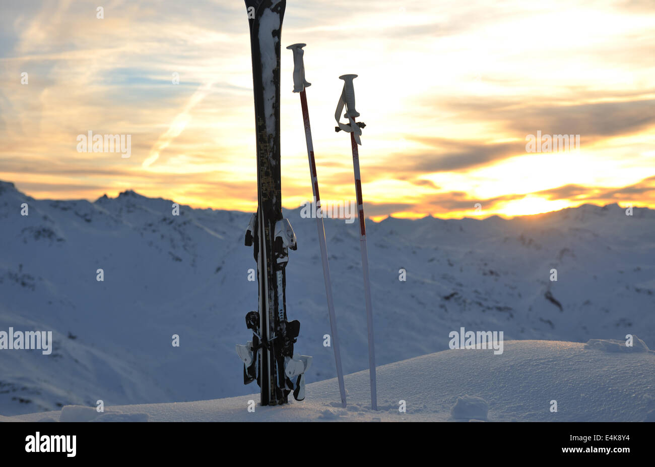mountain snow ski sunset Stock Photo - Alamy