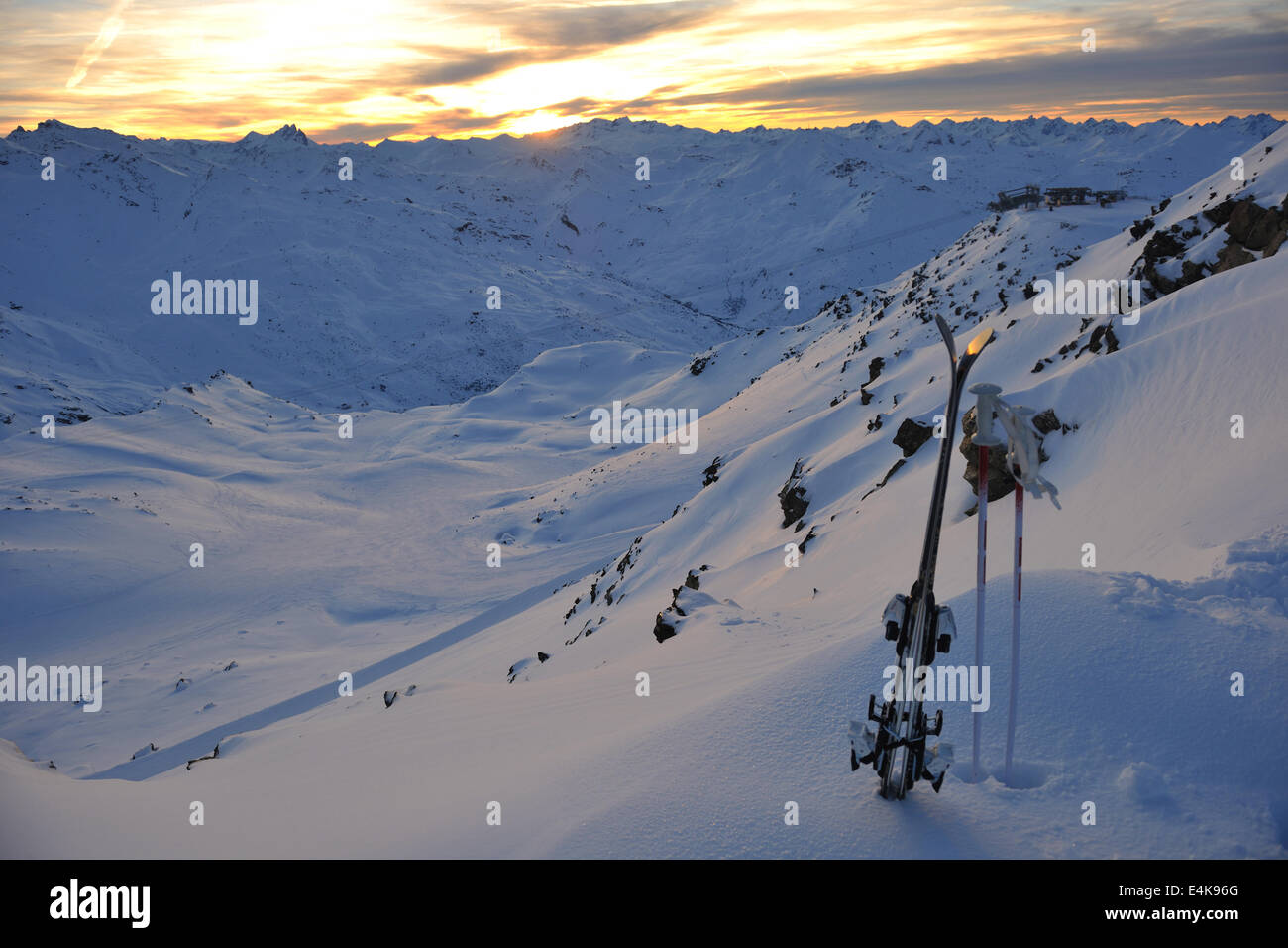 mountain snow ski sunset Stock Photo - Alamy
