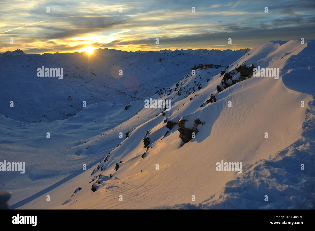 mountain snow ski sunset Stock Photo - Alamy