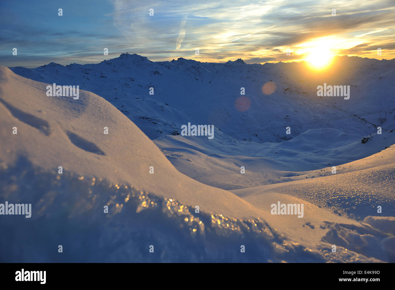 mountain snow sunset Stock Photo - Alamy