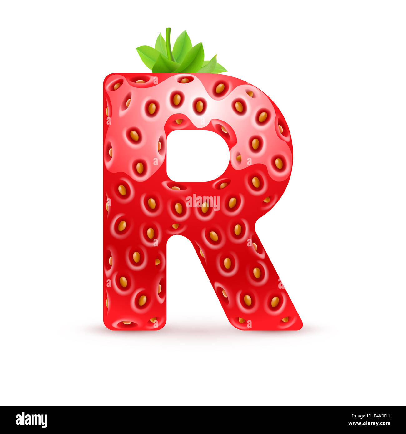 Letter R in strawberry style with green leaves Stock Photo - Alamy