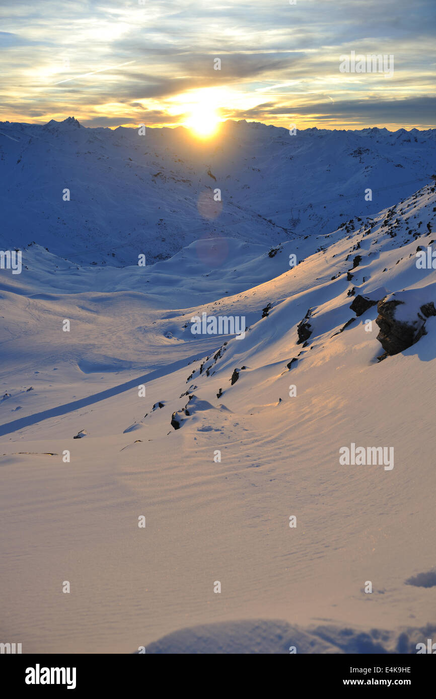 mountain snow sunset Stock Photo - Alamy