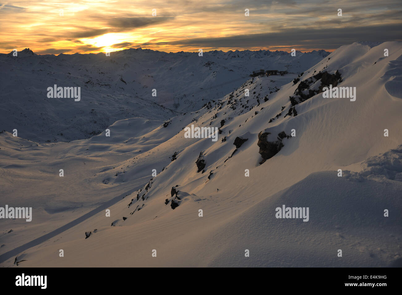mountain snow sunset Stock Photo - Alamy