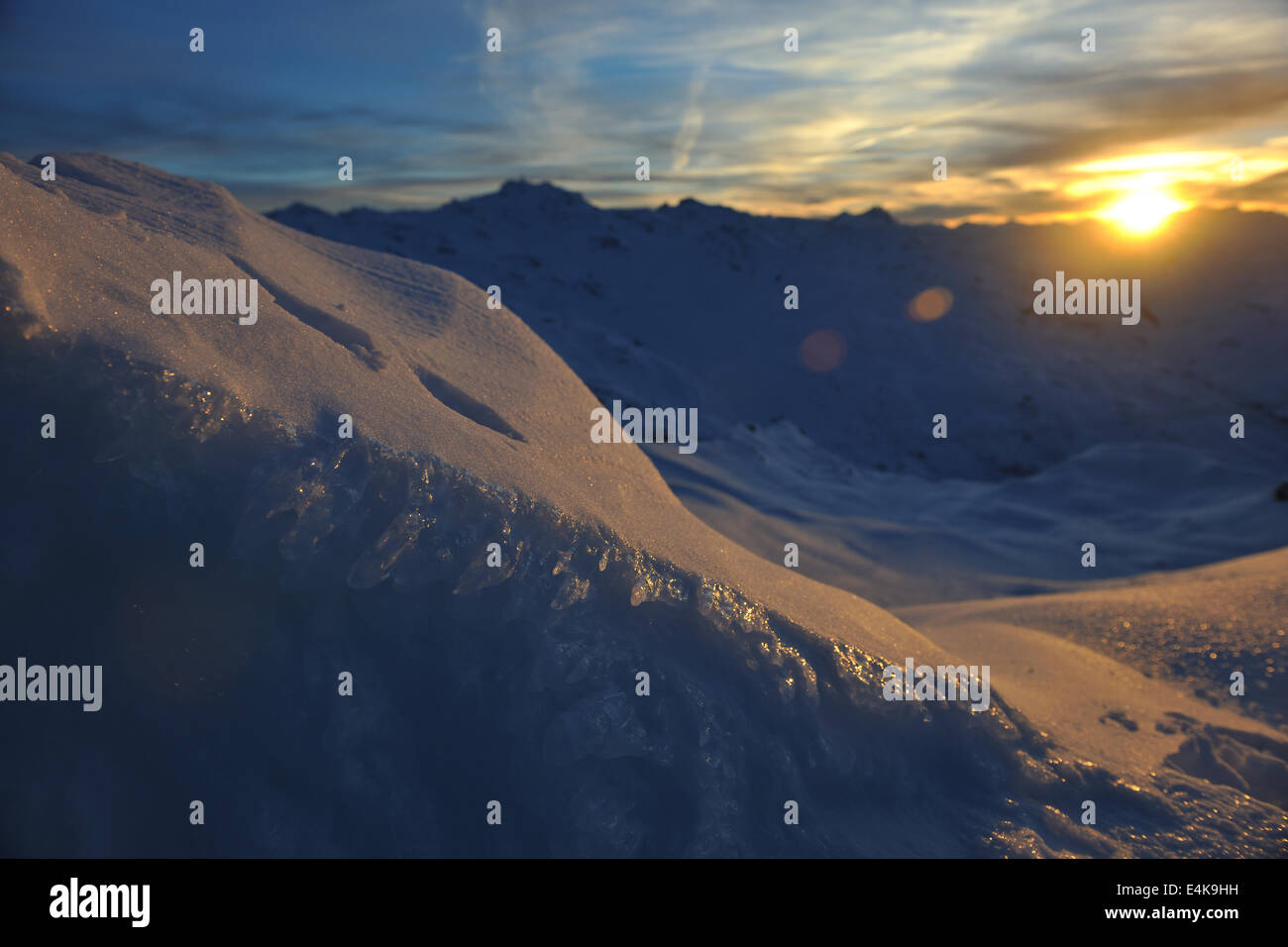 mountain snow sunset Stock Photo - Alamy
