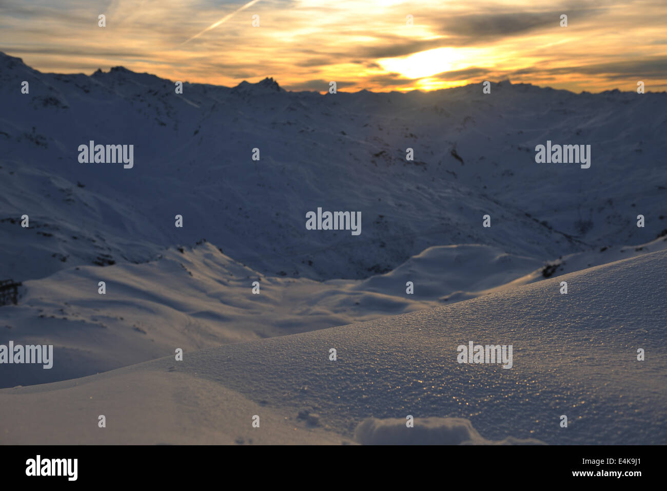 mountain snow sunset Stock Photo - Alamy
