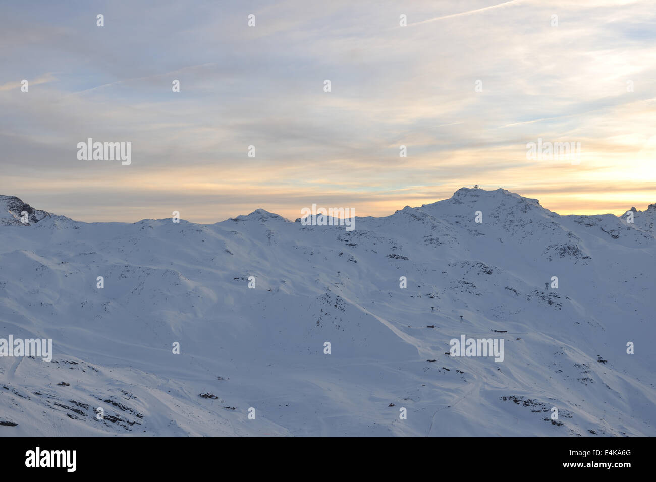 mountain snow sunset Stock Photo - Alamy