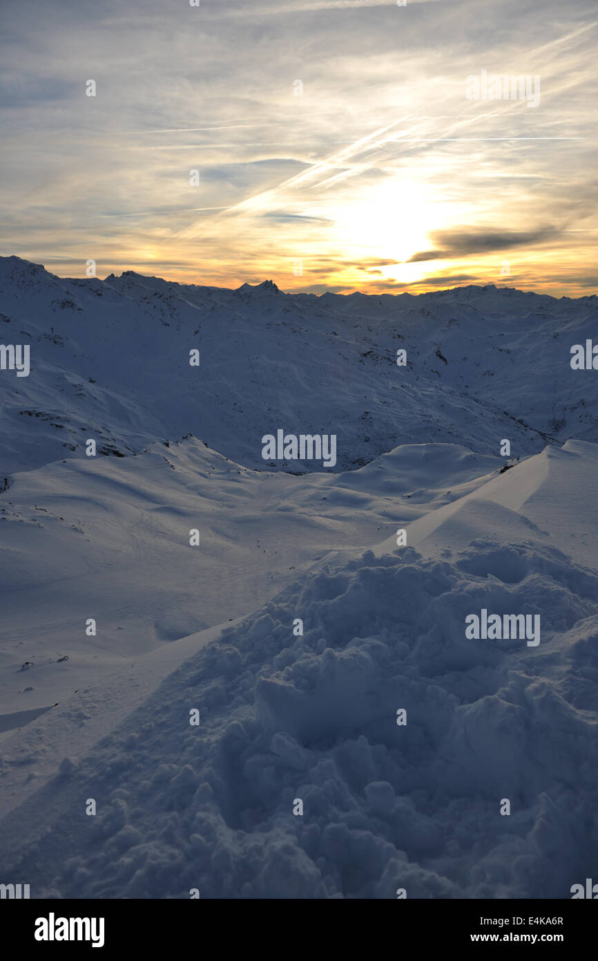 mountain snow sunset Stock Photo - Alamy