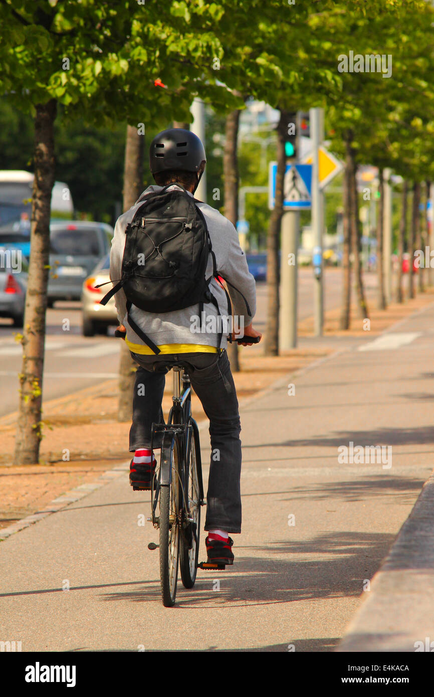 Biker on side road Stock Photo - Alamy