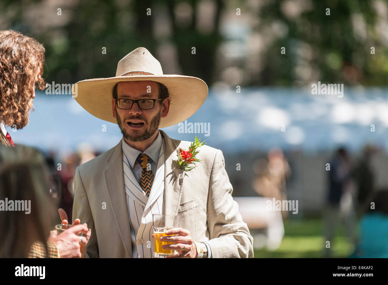 A chap wears a large, wide brimmed hat at the Chap Olympiad Stock Photo ...