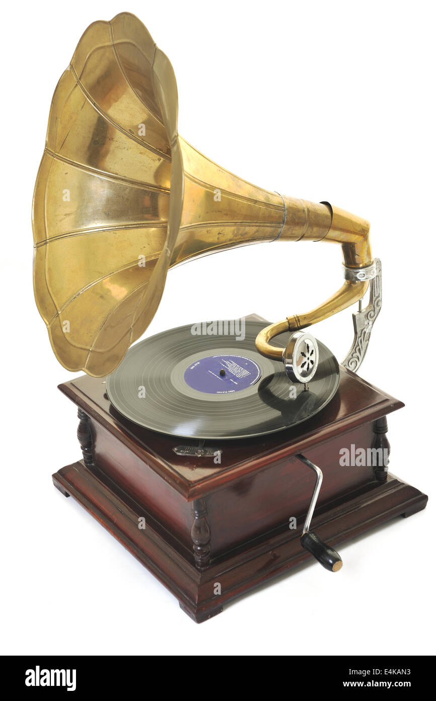Retro old gramophone horn Cut Out Stock Images & Pictures - Alamy