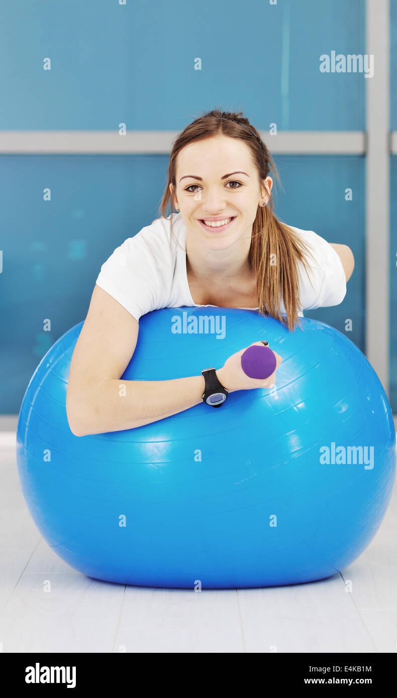 woman fitness workout with weights Stock Photo - Alamy