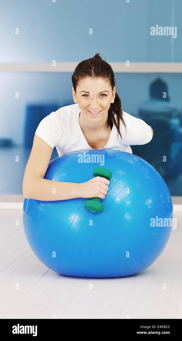 woman fitness workout with weights Stock Photo - Alamy