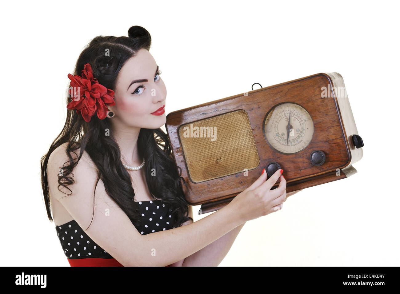 pretty girl listening music on radio Stock Photo - Alamy