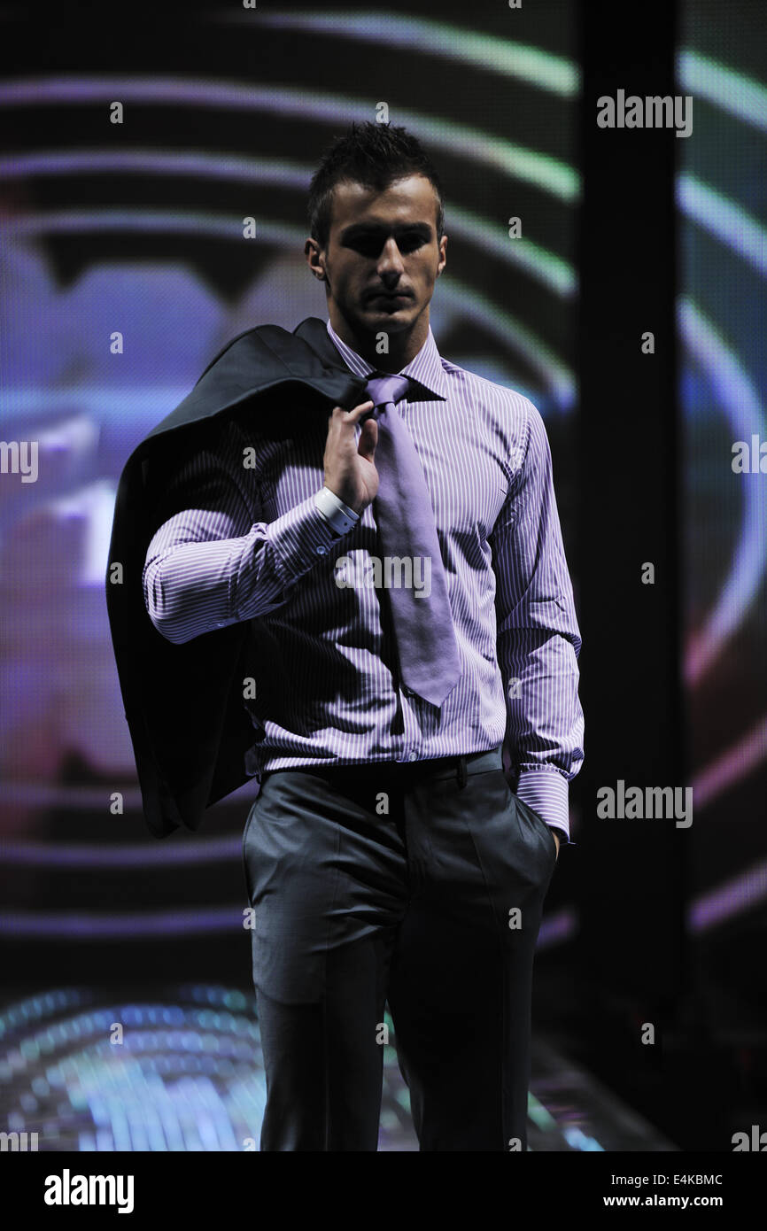 male model on fashion show Stock Photo - Alamy