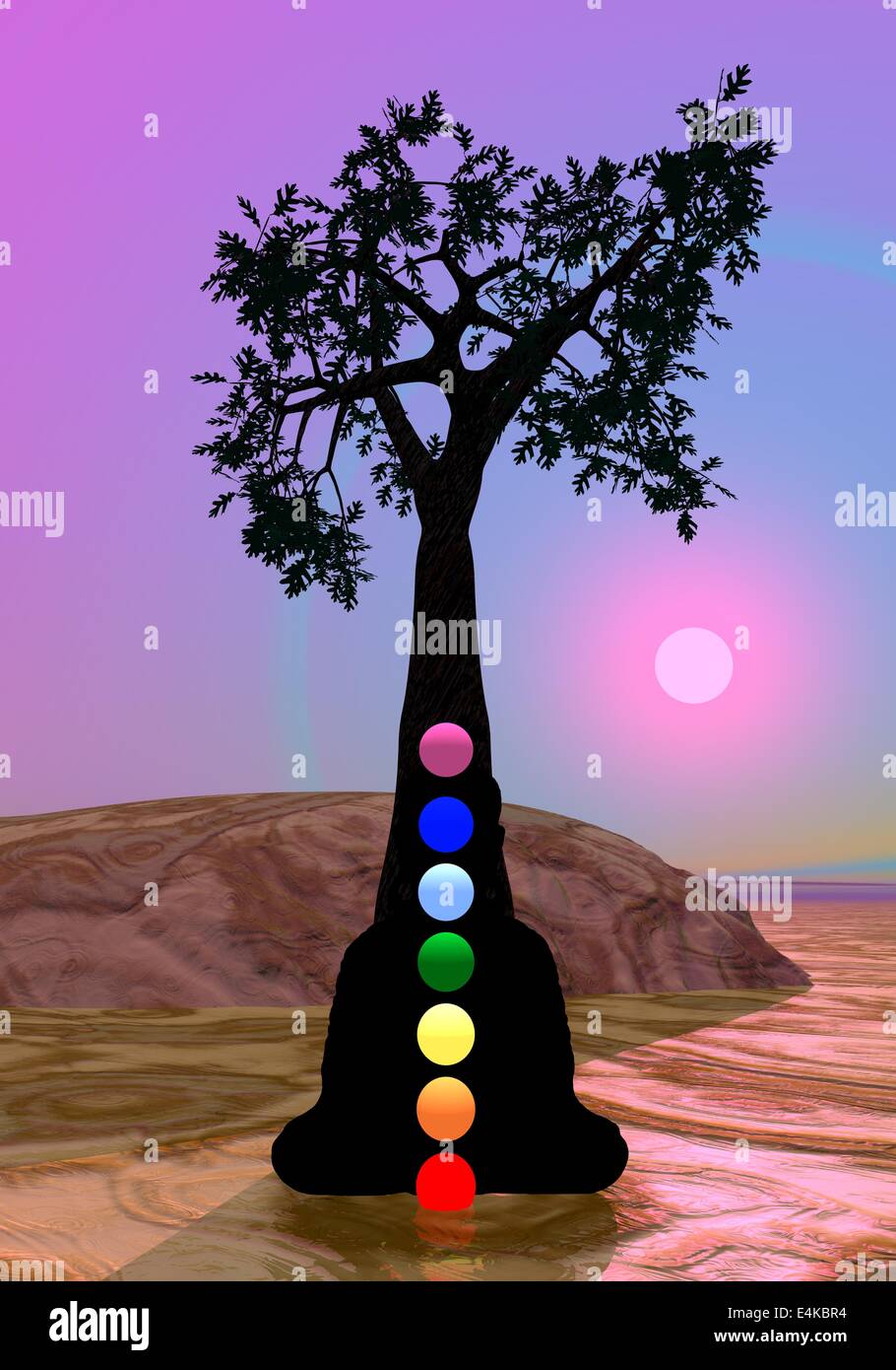 Chakras in meditation under a tree Stock Photo - Alamy