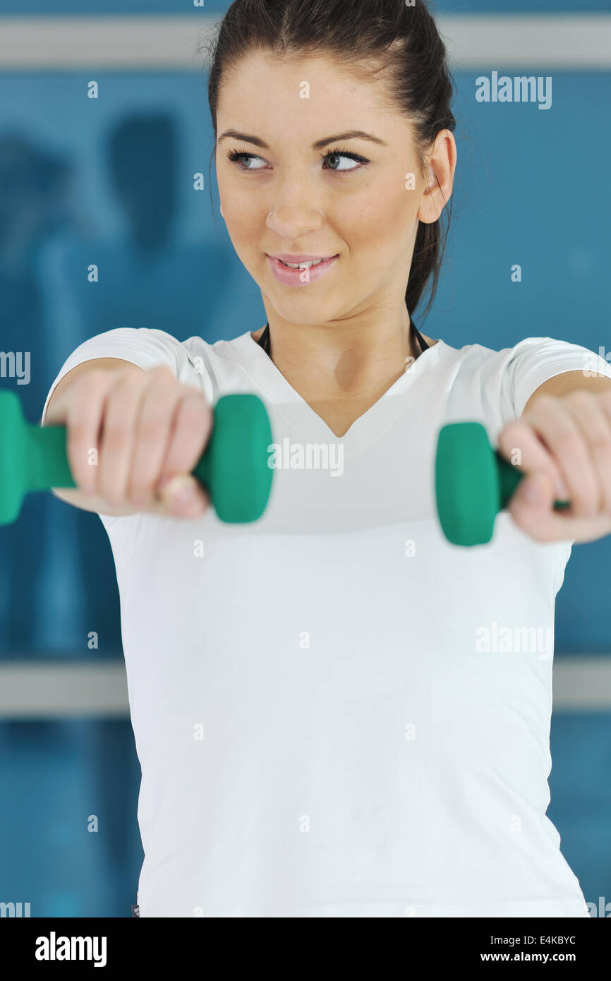 woman fitness workout with weights Stock Photo - Alamy