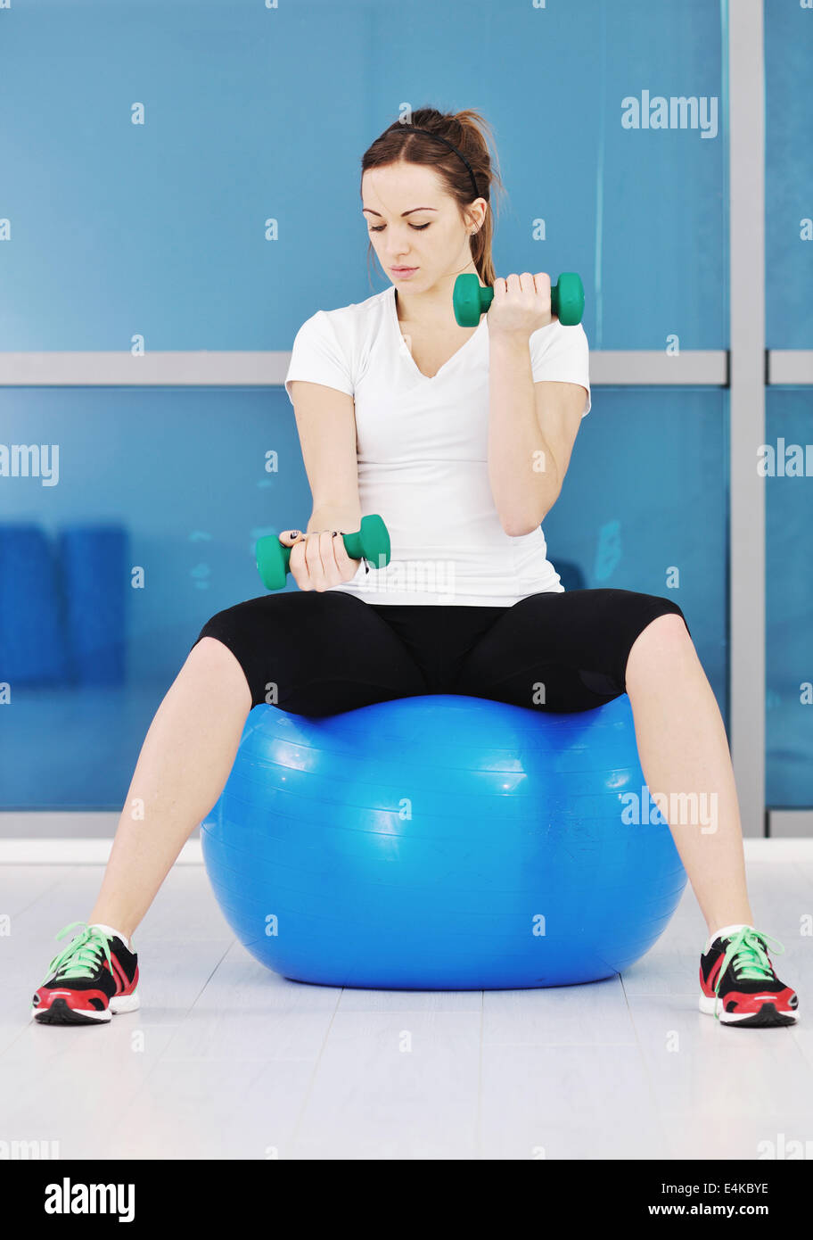 woman fitness workout with weights Stock Photo - Alamy