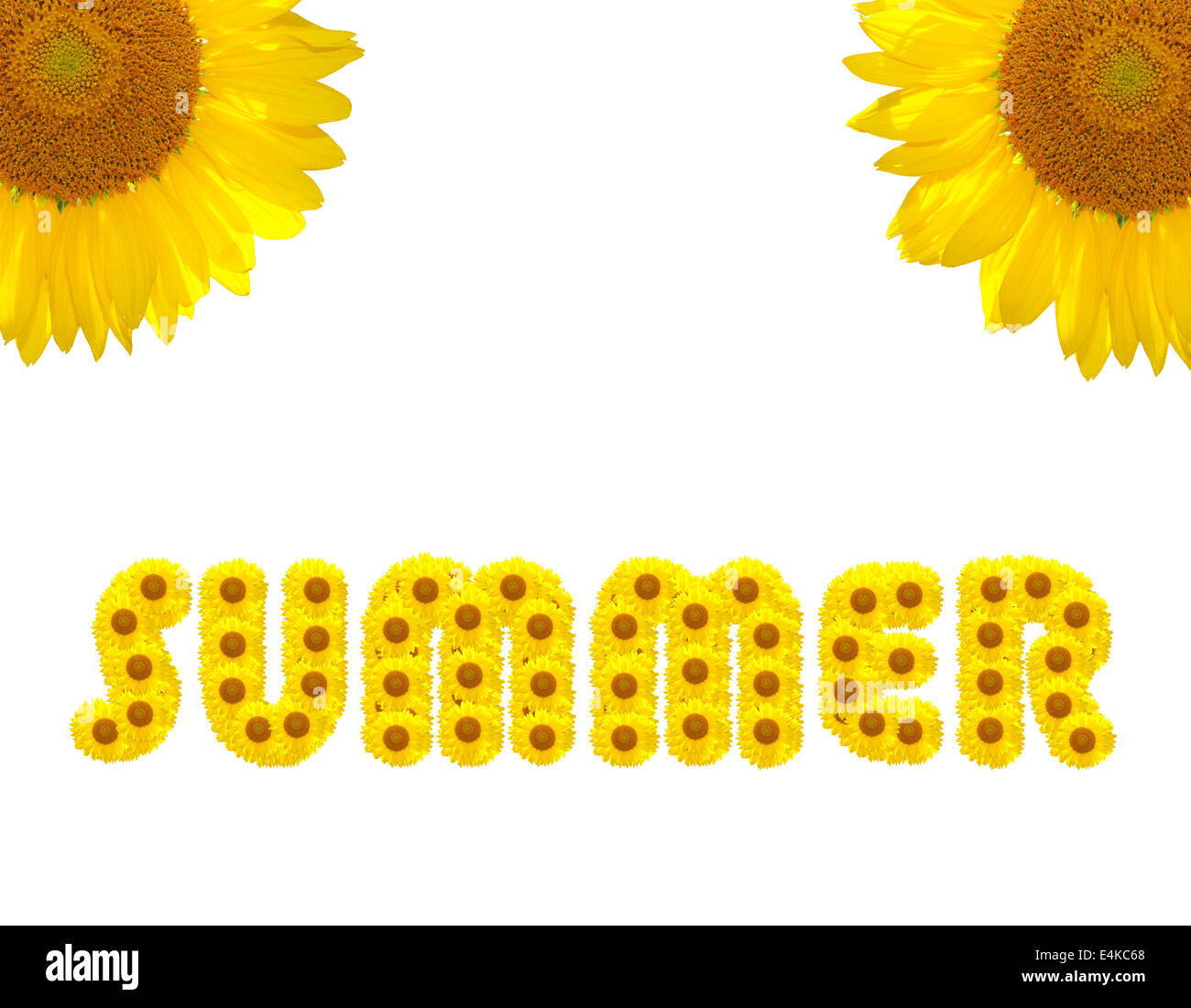 Summer Text made with sunflowers isolated Stock Photo - Alamy