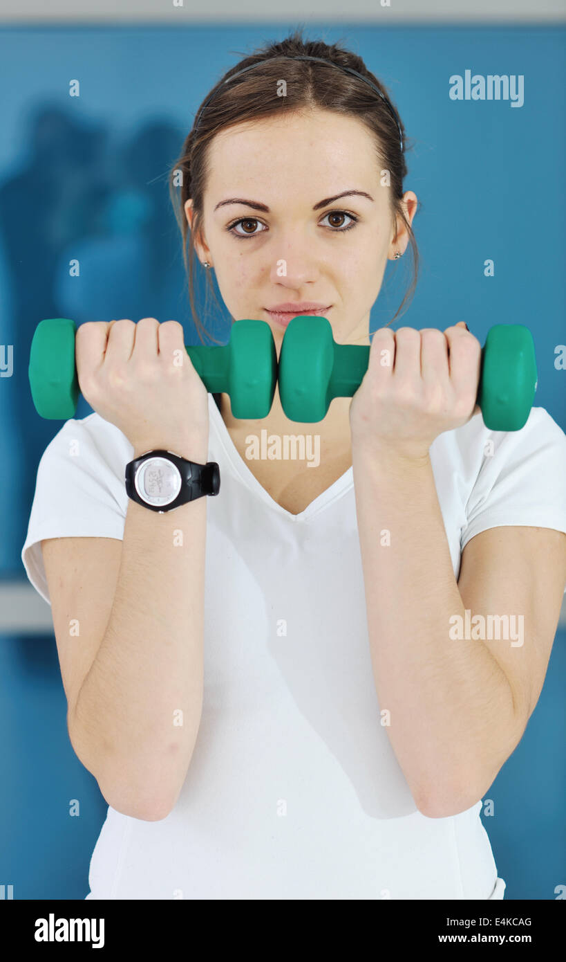 woman fitness workout with weights Stock Photo - Alamy