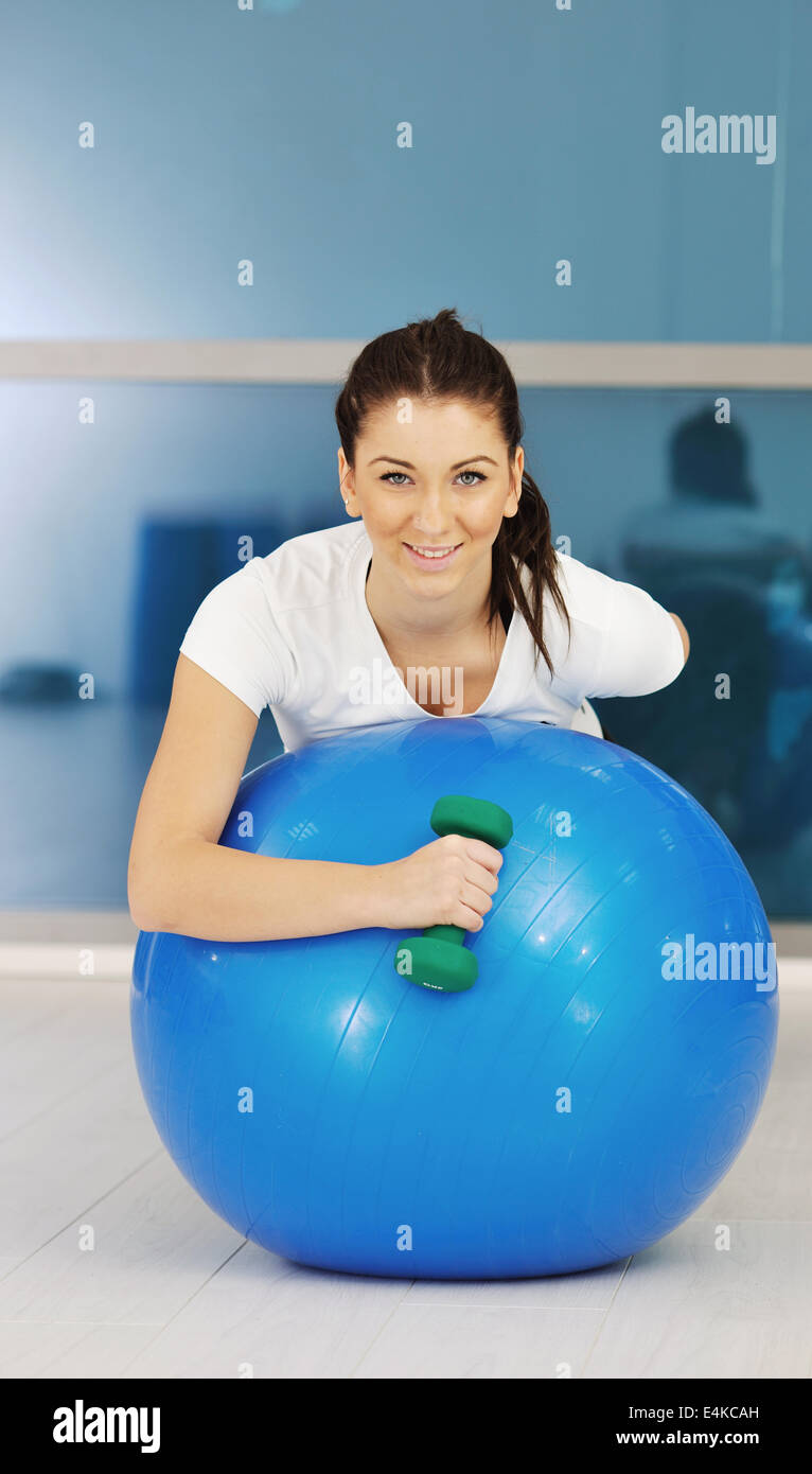 woman fitness workout with weights Stock Photo - Alamy
