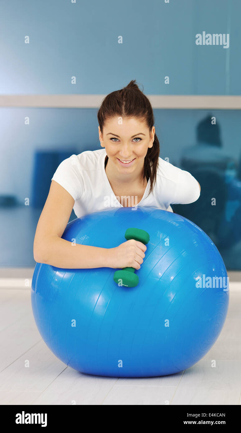 woman fitness workout with weights Stock Photo - Alamy