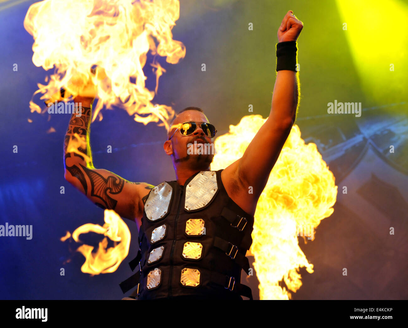 Singer of the Swedish metal band Sabaton Joakim Broden performs at the ...