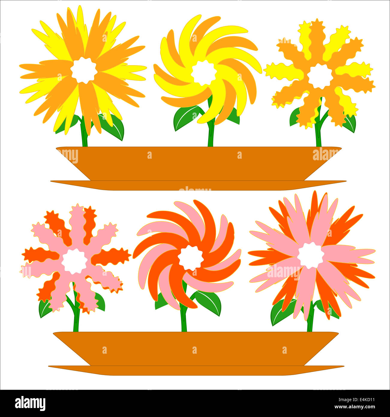 Set flowers in a pots Stock Photo - Alamy