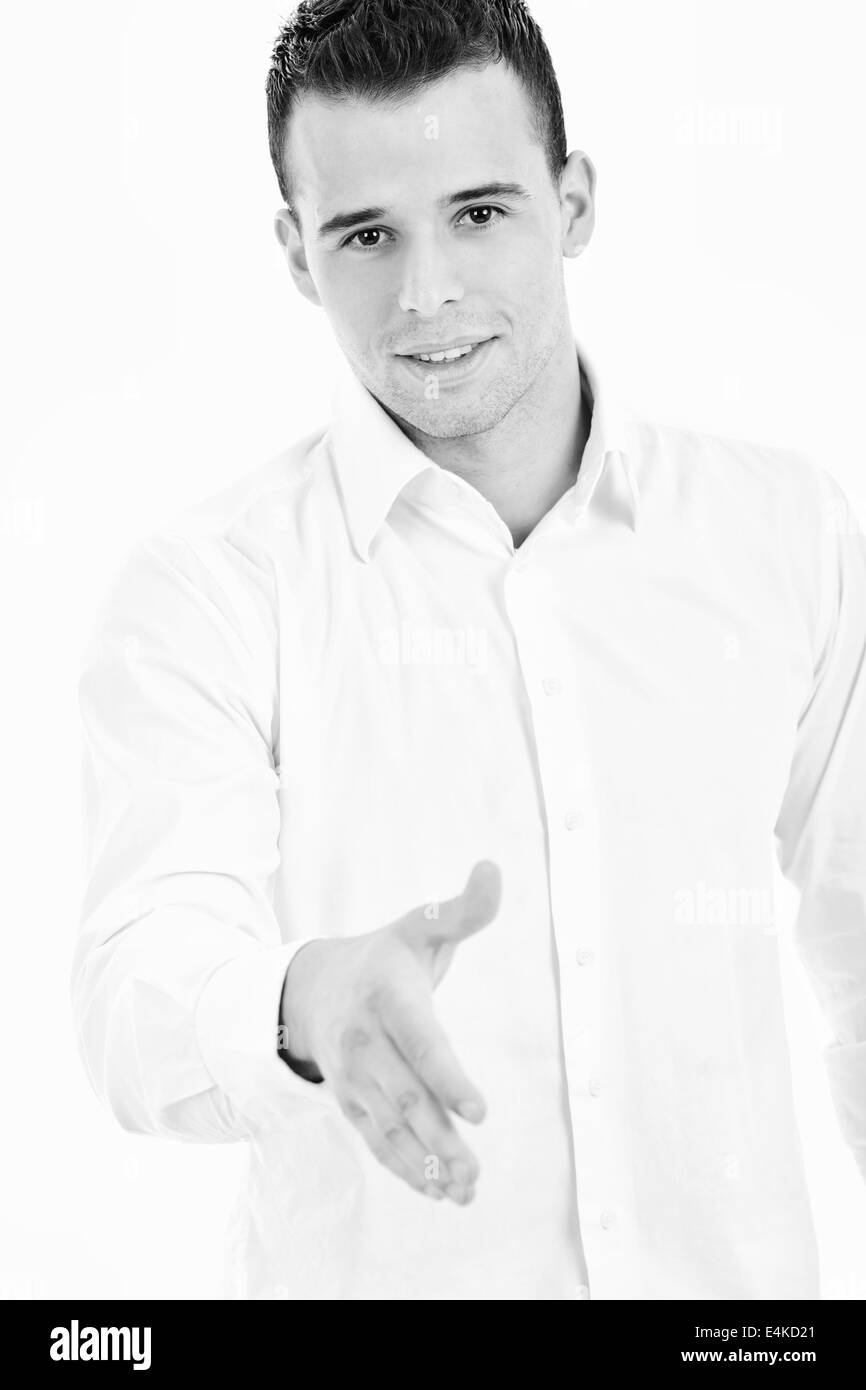 Business solution handshake Black and White Stock Photos & Images - Alamy