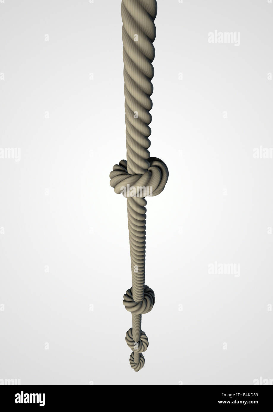 A regular rope with 4 knots in it used for a childs playground activity ...