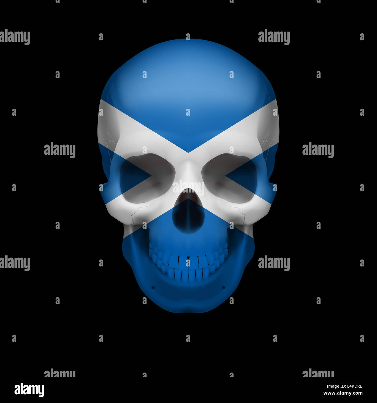 Human skull with flag of Scotland. Threat to national security, war or ...