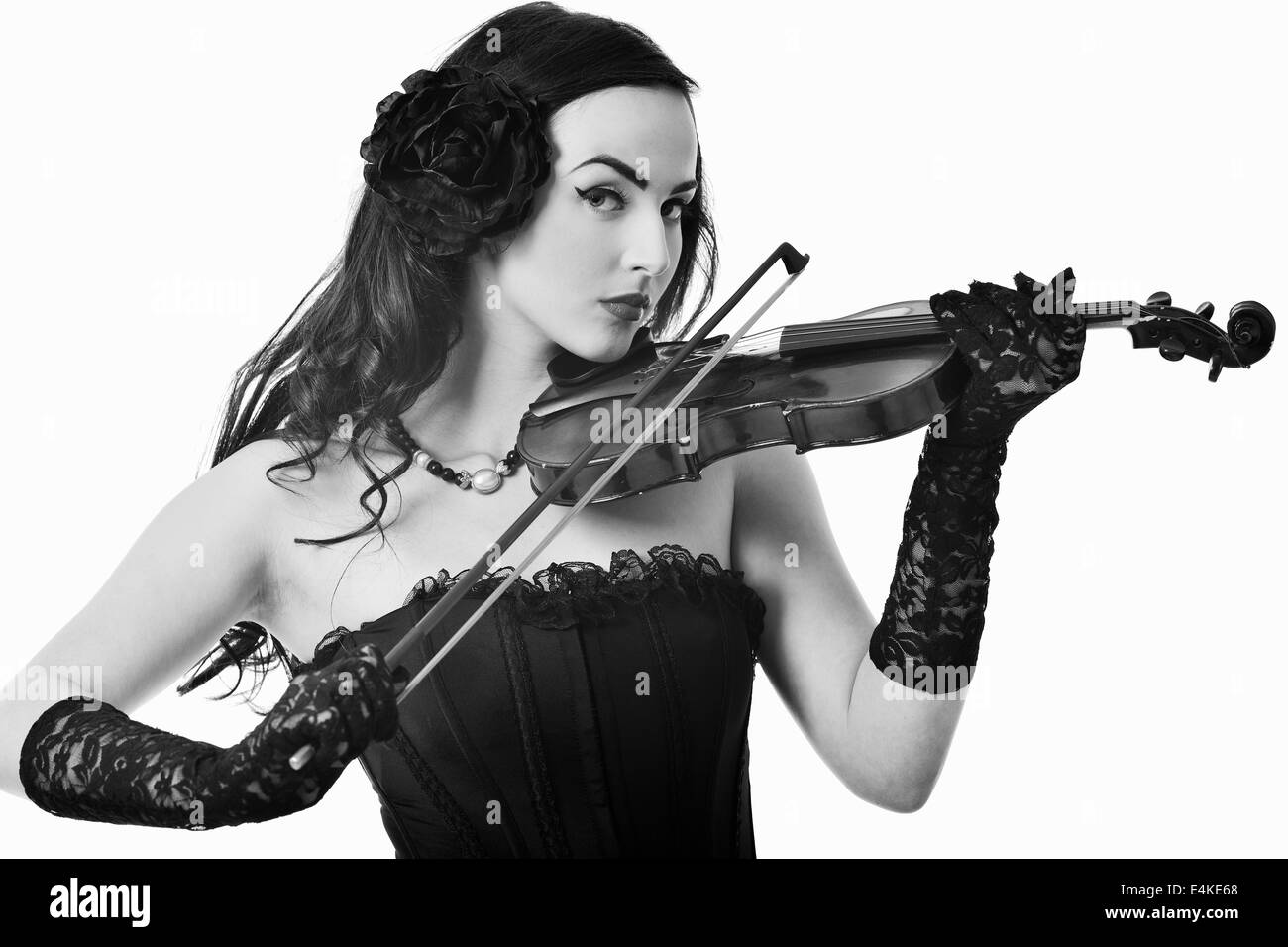 beautiful young lady play violin Stock Photo - Alamy