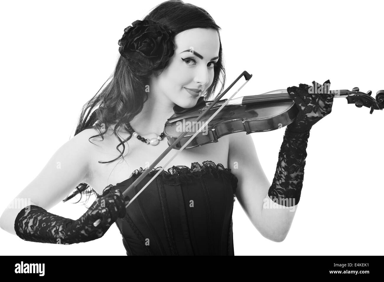 beautiful young lady play violin Stock Photo - Alamy
