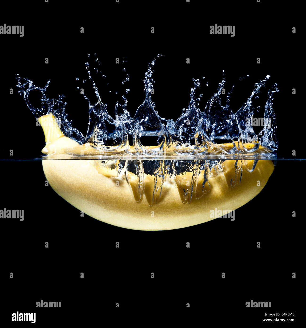 high speed photography banana splash in water Stock Photo - Alamy