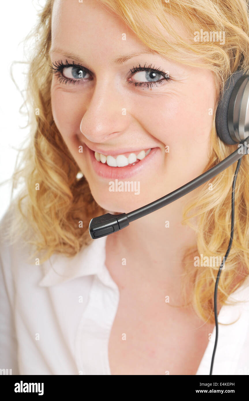 business woman headset Stock Photo - Alamy