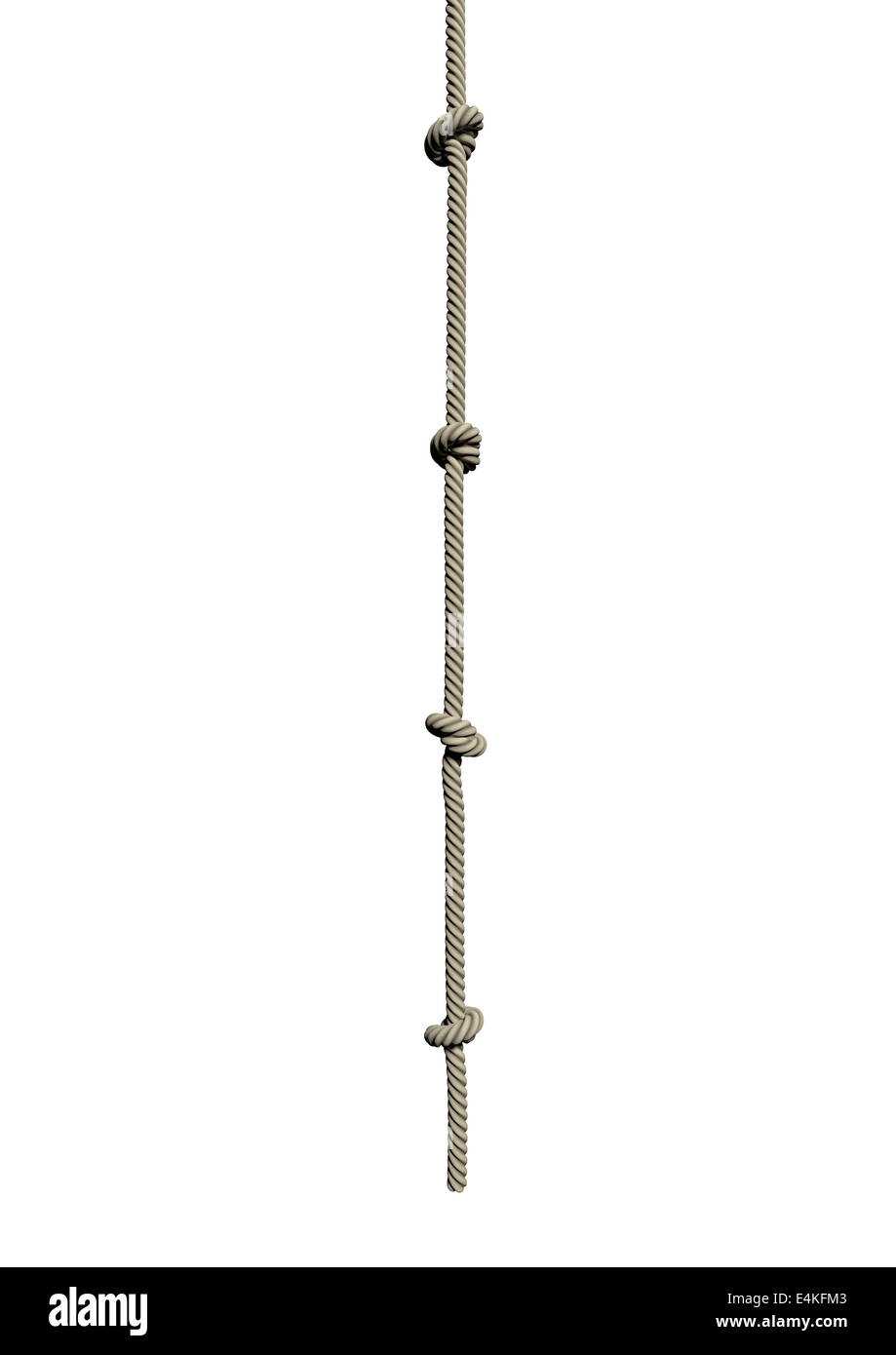 A regular rope with 4 knots in it used for a childs playground activity ...
