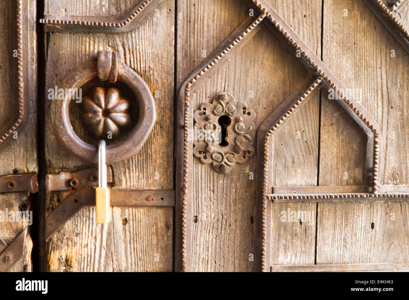 Arabic style wood gate Denia Castle Spain Stock Photo - Alamy