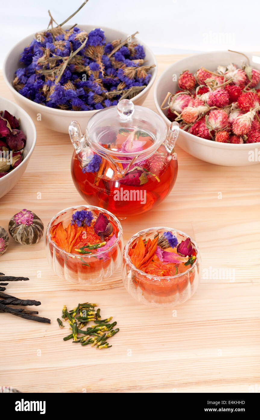 Herbal natural floral tea infusion with dry flower Stock Photo - Alamy