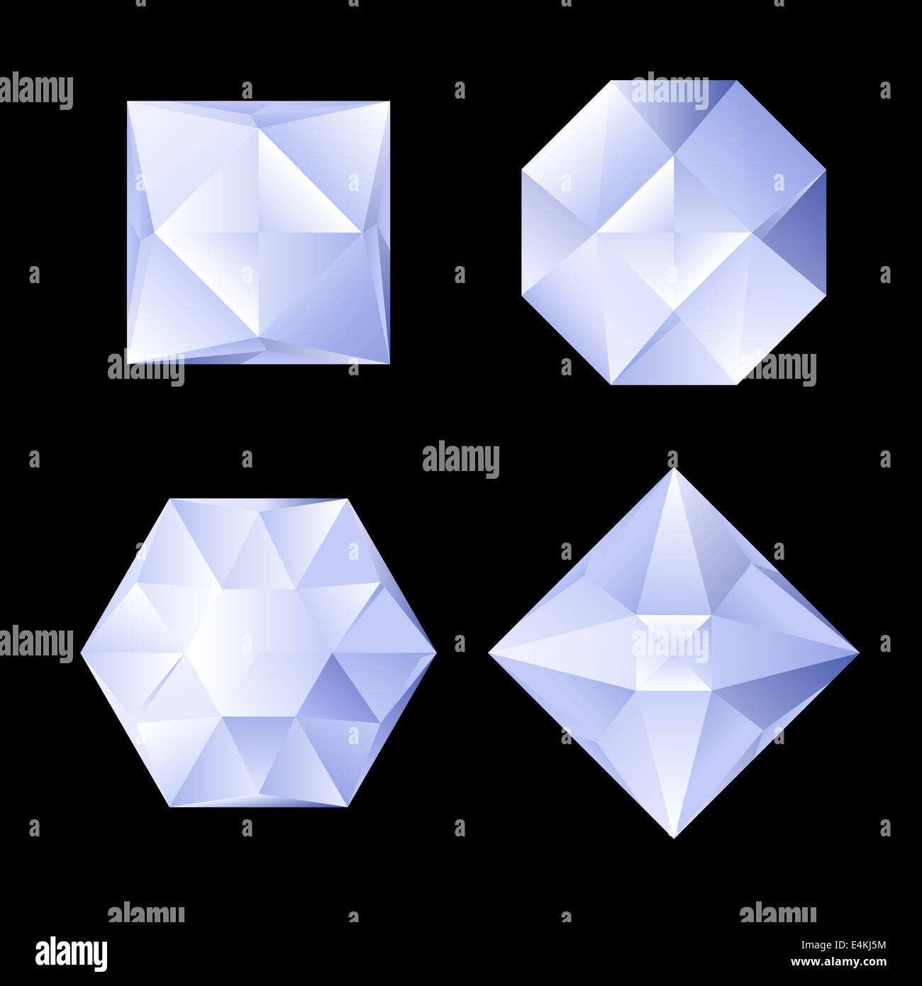 Set of four shiny rhinestones of differebt shapes. Illustration on ...
