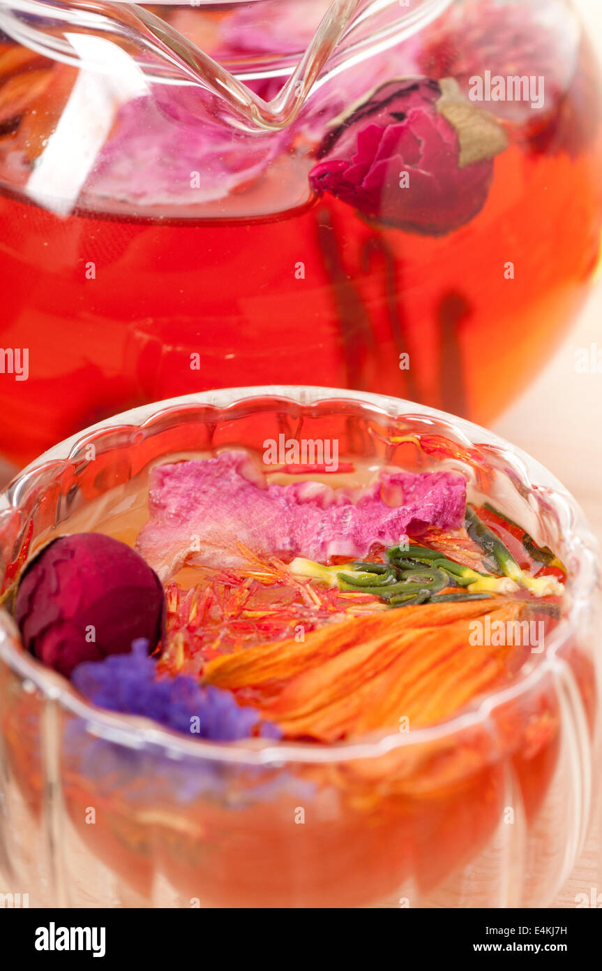 Herbal natural floral tea infusion with dry flower Stock Photo - Alamy