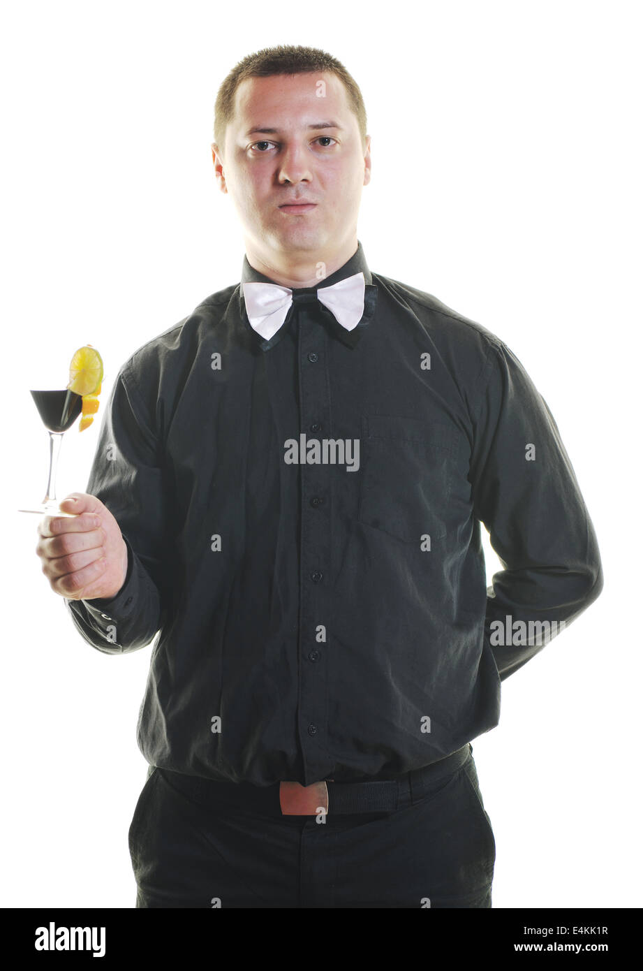 barman portrait isolated on white background Stock Photo - Alamy