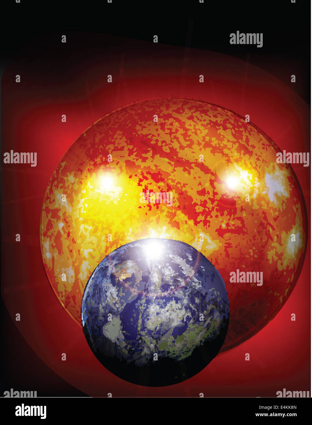 Earth and Sun in Cosmos Stock Photo - Alamy