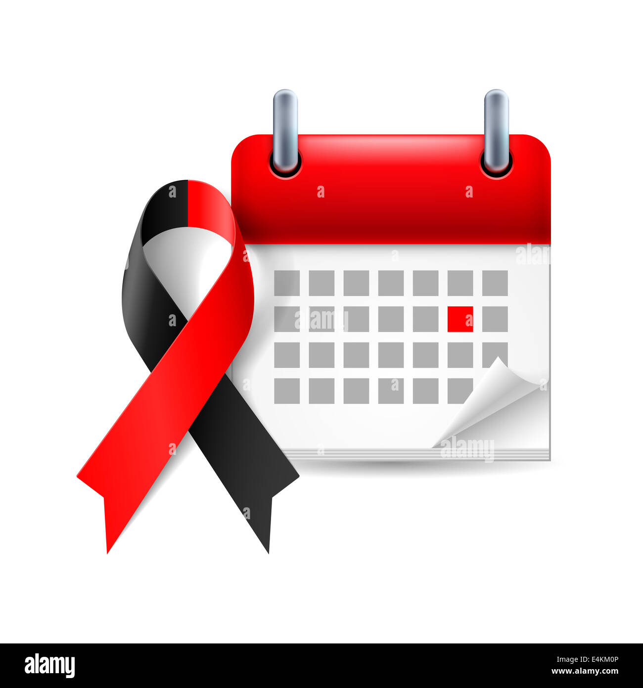 Red and black awareness ribbon and calendar with marked day. atheist ...