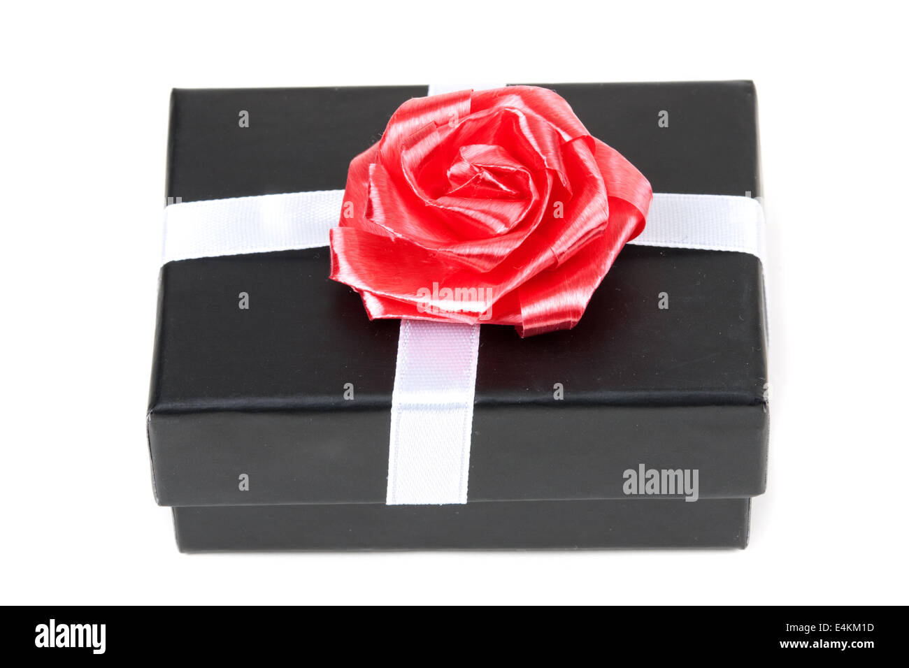 black gift box with bow Stock Photo - Alamy