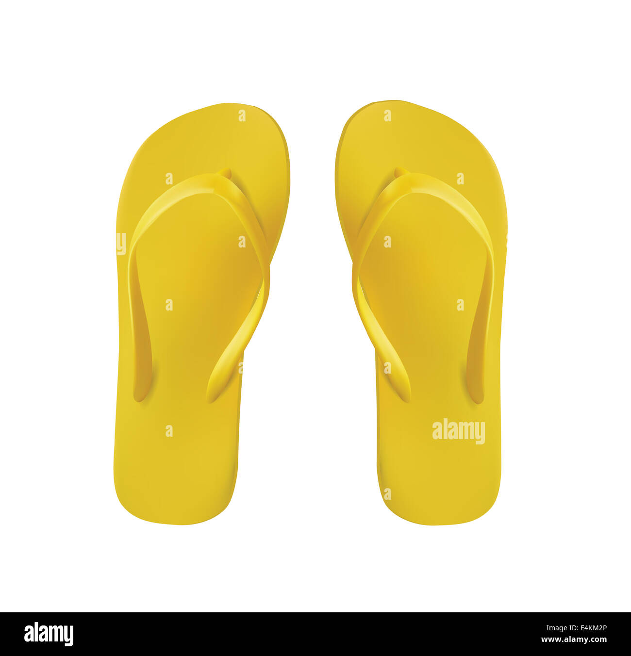 Yellow Pair of Flip Flops Isolated On White Stock Photo - Alamy