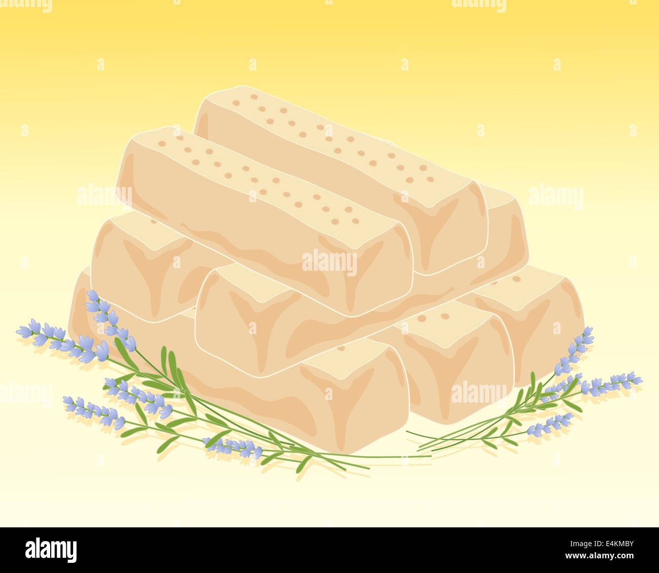 an illustration of a stack of freshly made lavender shortbread with ...
