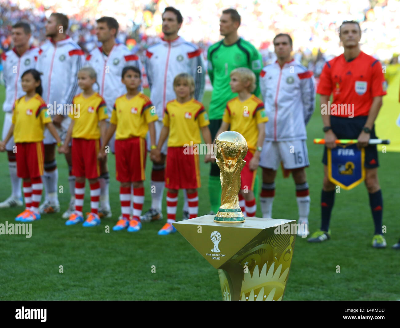 The World Cup Trophy On Display Before Kick Off High Resolution Stock ...